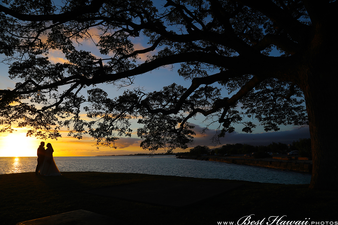 Sunset Wedding at Foster's Point Pearl Harbor-Hickam - Best Hawaii Photos